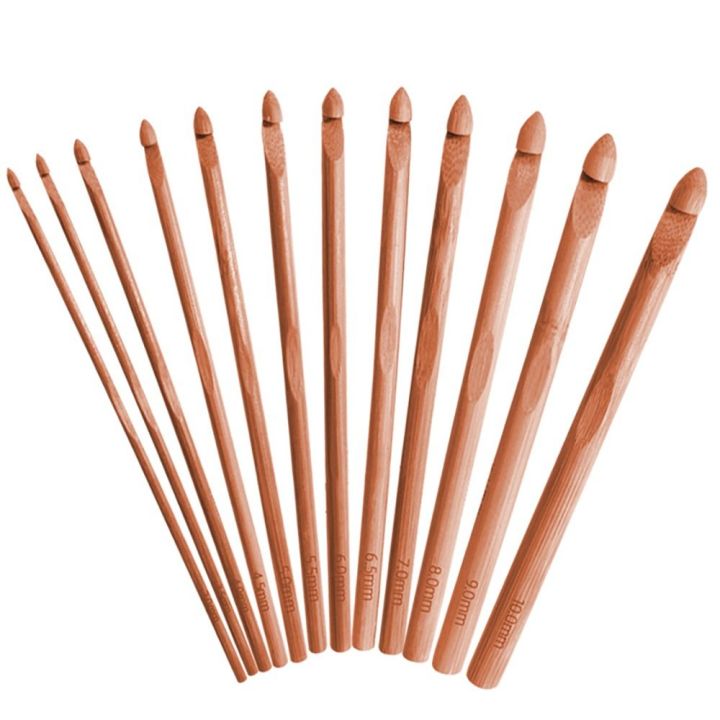 New Bamboo Wooden Crochet Hooks Small Size Long Knitting Needles ...