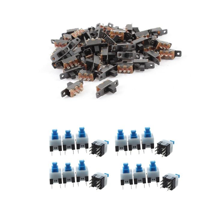 55 Pcs 6 Pin Button Switches 7Mmx7Mm & 55 Pcs 3 Terminals Slide Switch ...