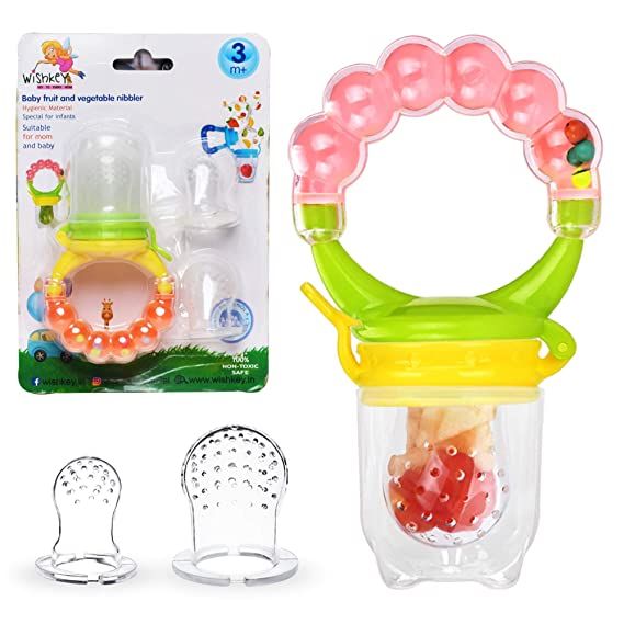 Silicone Food Nibbler for Fruits and Vegetables with Rattle Handle for ...
