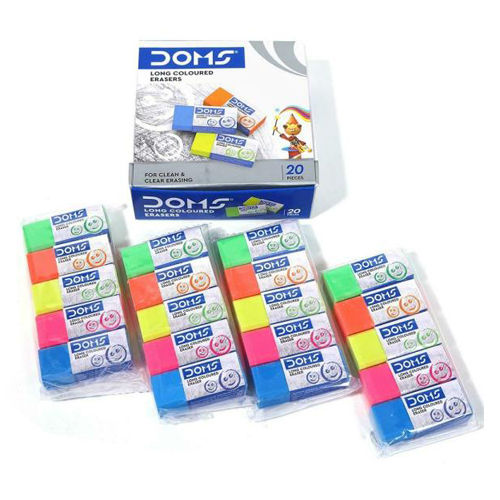 Doms Long Coloured Erasers | Pack of 5, 10 & 20 | Daraz.com.np