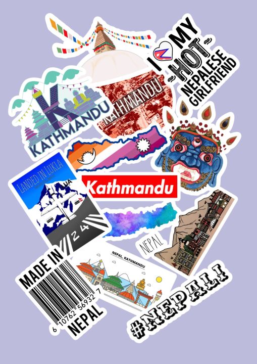 Nepal Sticker Semi Waterproof Set- 12 pcs | Sticker Pack for Laptop ...
