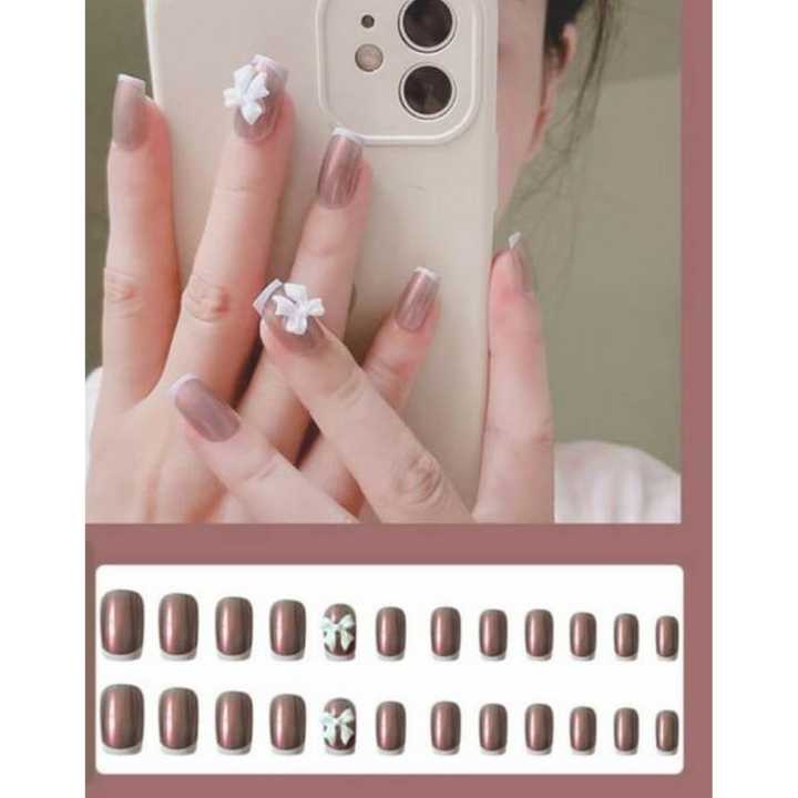 24 Pieces 3D Press On Nails With Tape Glue (Best Gift Ever - Birthday Gift) | Daraz.com.np