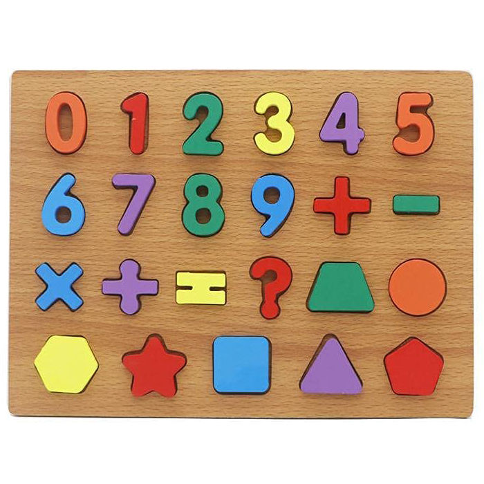 Montessori Wooden Square Counting Puzzle Numbers 0 to 9 with ...