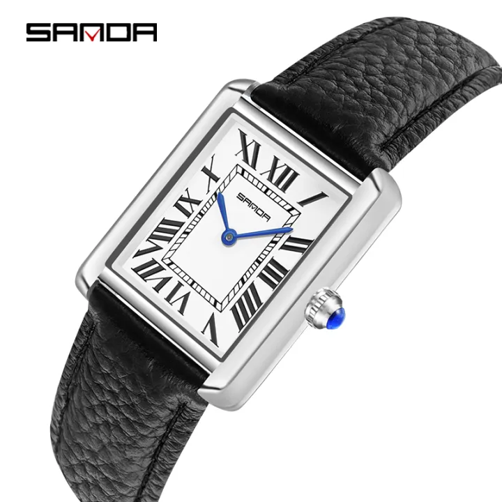 SANDA Men Women Rectangular Quartz Wrist Watches for Ladies Casual ...