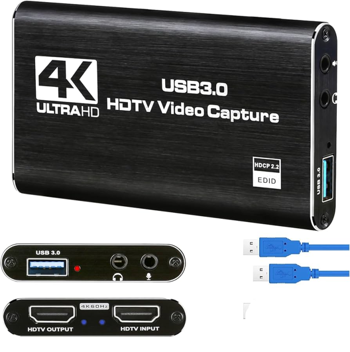 Capture Card, 4K Video Capture Card USB 3.0 1080P 60fps HDMI Audio ...