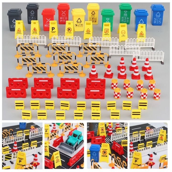 24/40/62PCS Gift Early Teaching Kids Cognition Mini Traffic Cones Road ...