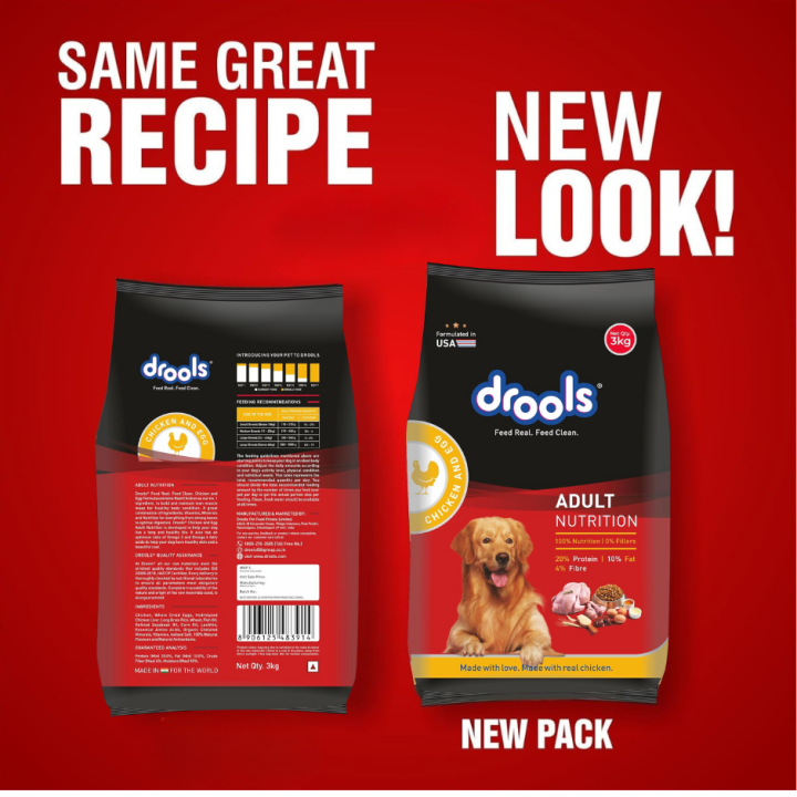 Drools Adult Dry Dog Food – Chicken & Egg, 3kg | High Protein, Complete ...