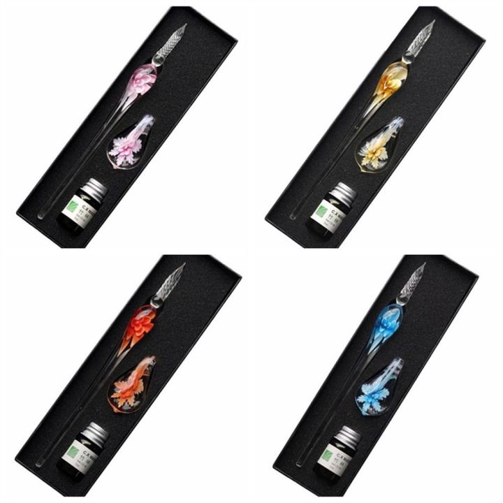 DIY Craft Vintage Floral Dip Pen Signature Smooth Glass Fountain Pen ...