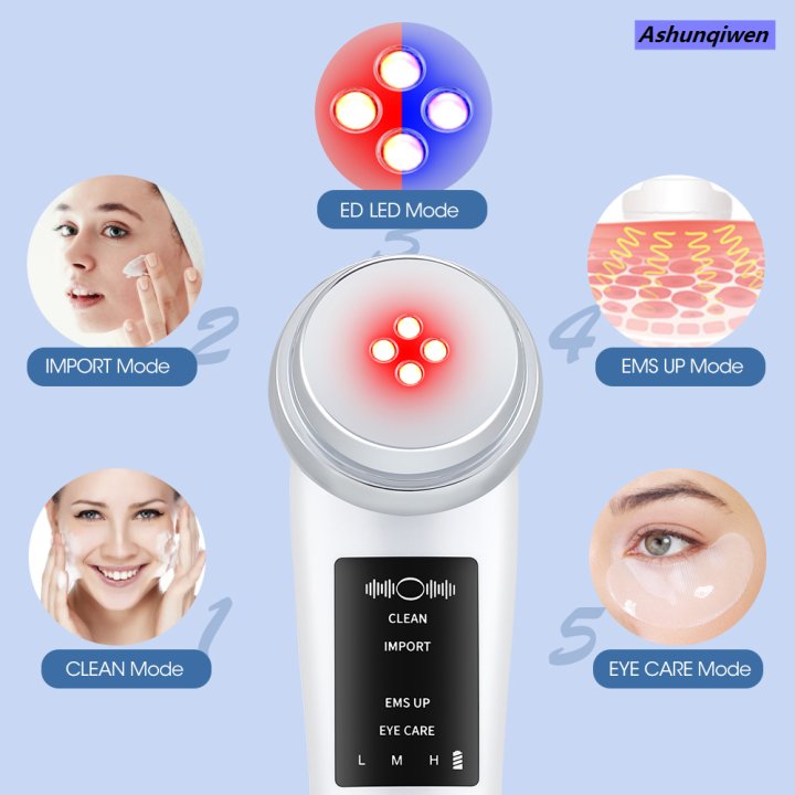 Ashunqiwen Red Blue Light Facial Massager Machine Electrical Face Lift ...