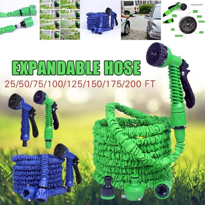 100 Ft Expandable Water Spray Pipe and Gun with 7 Adjustable Modes ...
