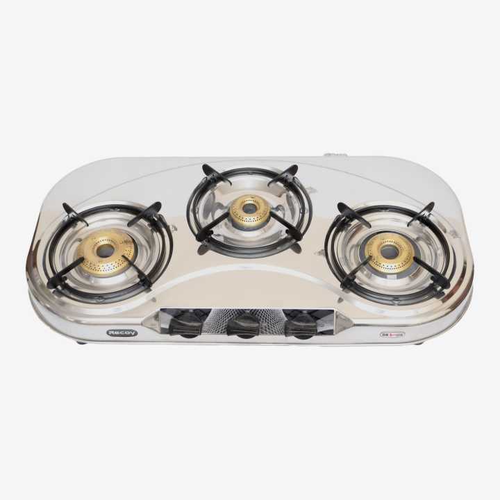 Recoy Oval Shaped 3 Burner Stainless Steel Gas Burner | Daraz.com.np