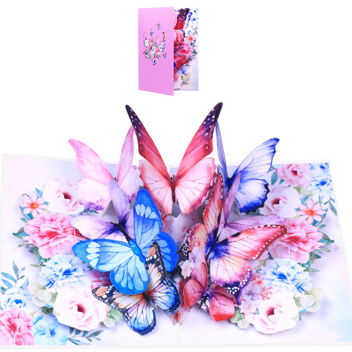 2Pcs 3D Birthday Cards Dancing Butterflys Cards Holiday Greeting Cards ...