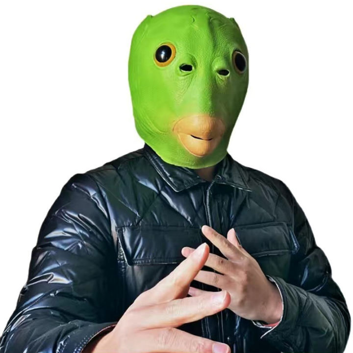 Halloween Green Fish Head Monster Mask Toy Sand Sculpture Play Strange ...