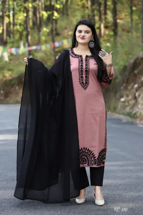 Fabdale Embroidered Rayon Kurta Pant Set with Dupatta | Wedding ...