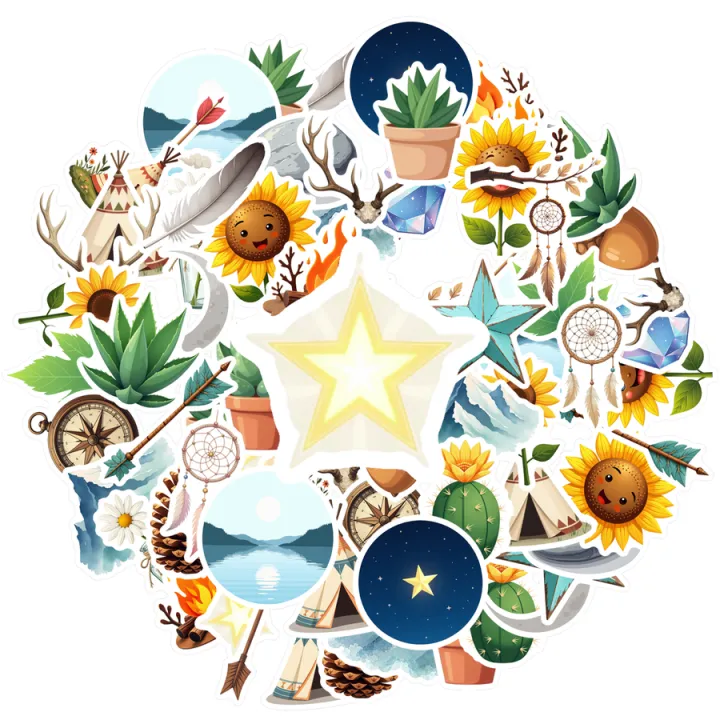 Nature Inspired Nature Element Stickers Boho Theme Bohemian Style ...