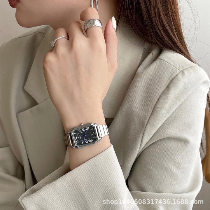 NAIDU niche retro Roman scale metal steel belt quartz watch female ...
