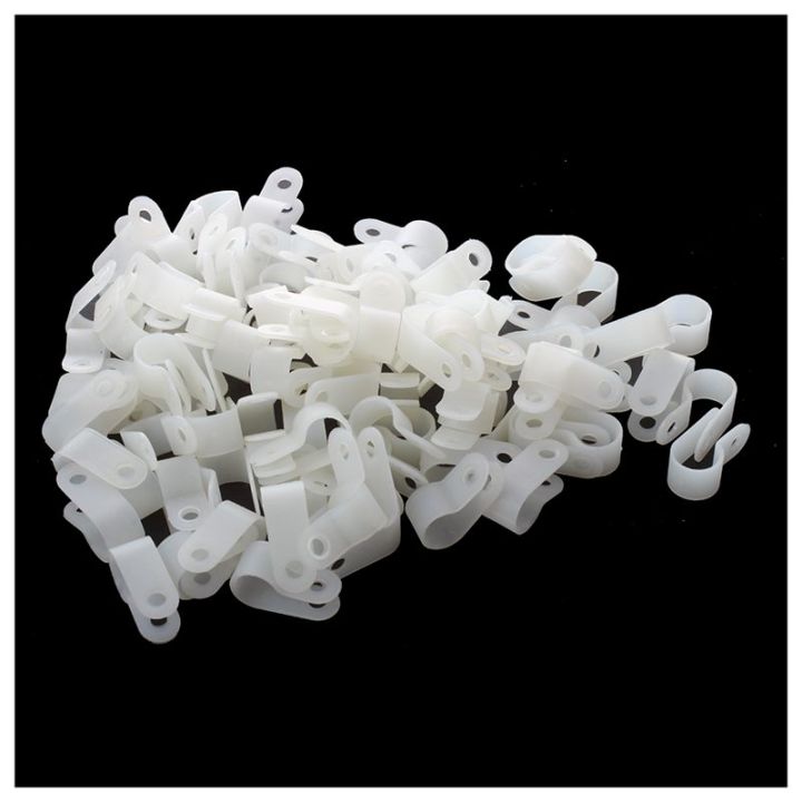 100 Pcs White Plastic Clip Clamp Fastener for 10mm Cable Wire Hose ...