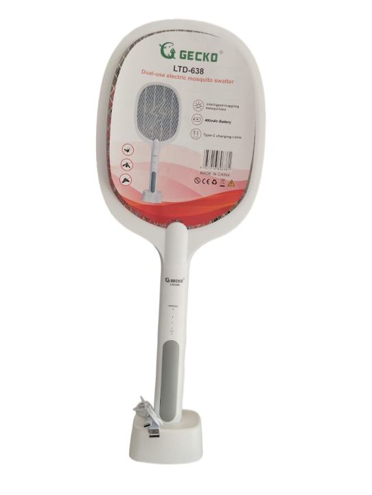 Plastic Racket Automatic Mosquito Killer Swatter / Bat Gecko White 400 ...