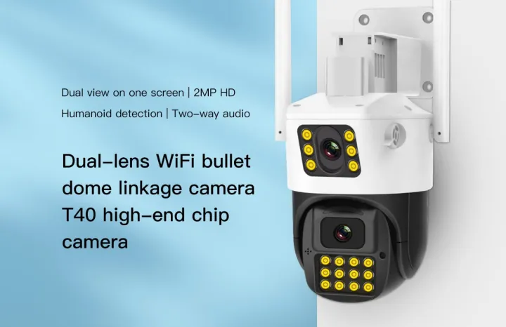 2MP Dual Lens Security Camera Outdoor, Dual Lens T40 WiFi Camera,Motion ...