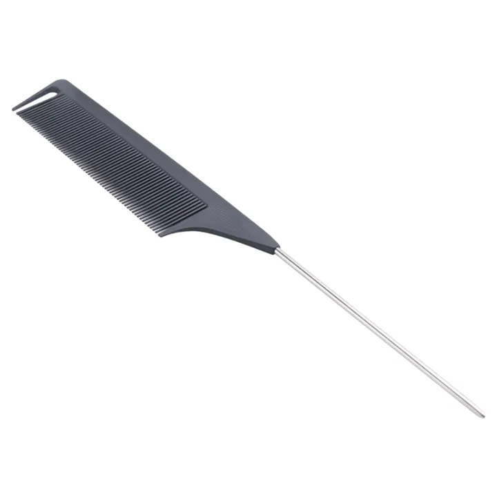 120x Parting Comb for Hair Rat Tail Comb Steel Pin Rat Tail Carbon ...