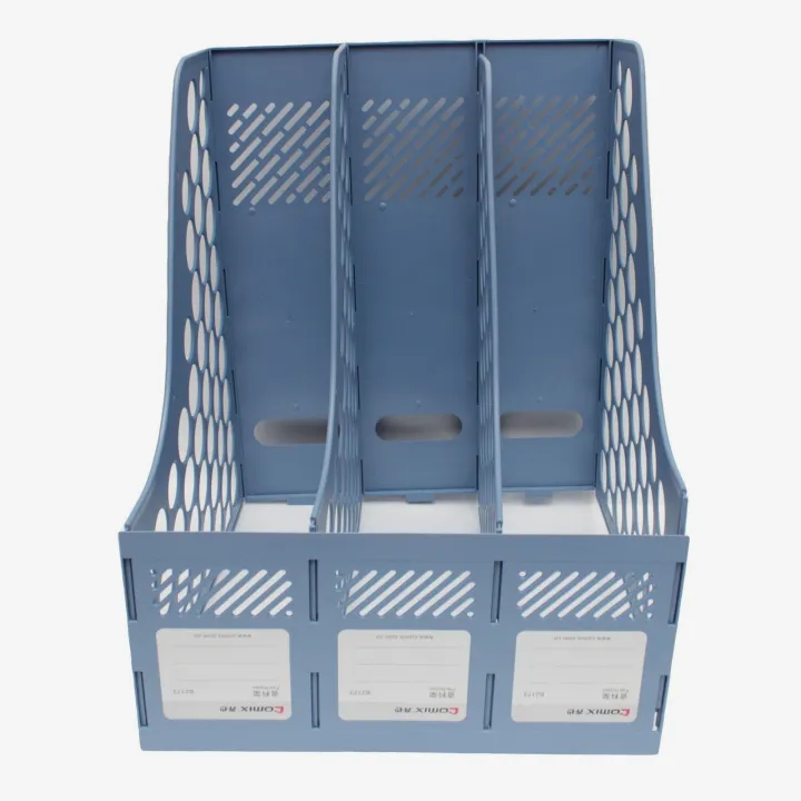 Comix B2173 Desktop Magazine File Holder – 3 Compartment Plastic ...