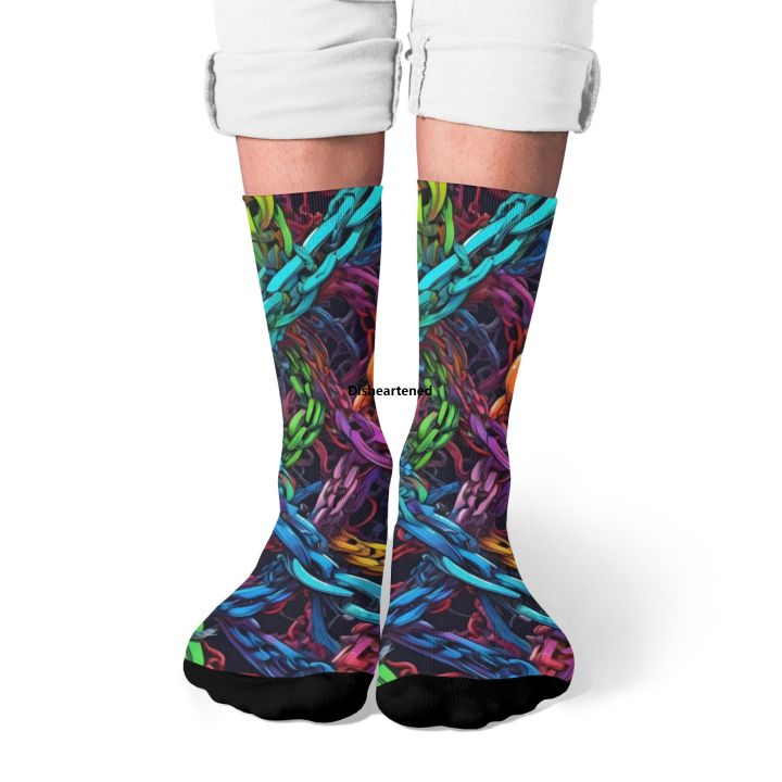 An abstract pattern full of color tension chains print novelty funny ...