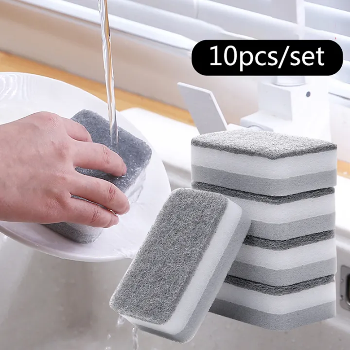 10pcs Home Kitchen Dishwashing Sponge Cleaning Pad Sponge Cloth ...