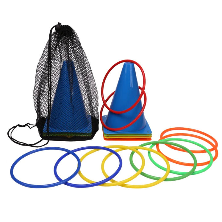 Party Games Ring Toss Game Carnival Combo Set Soft Plastic Cones Ring Toss Games Throwing Game ...