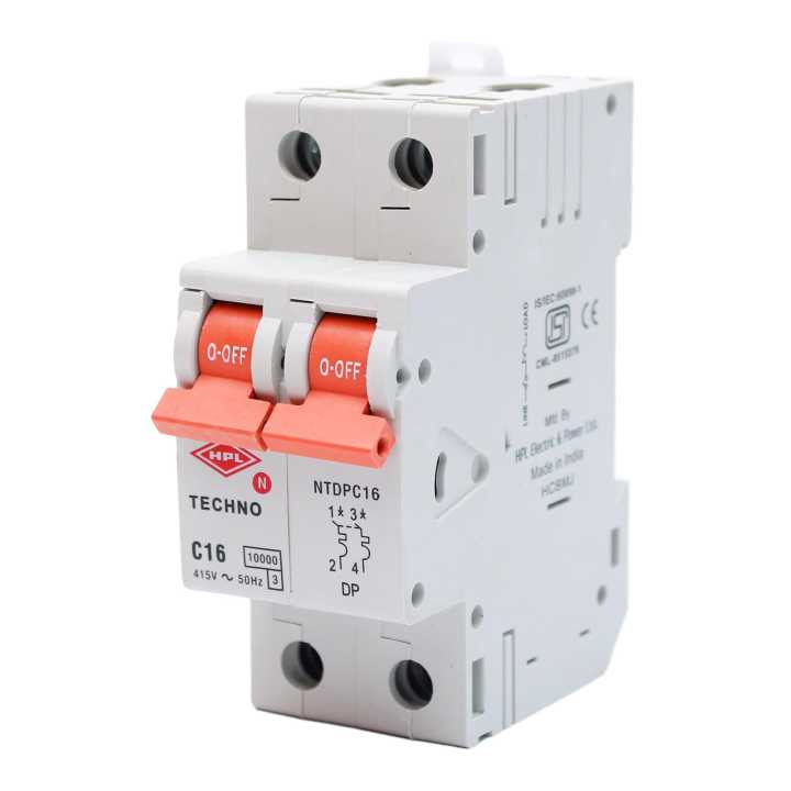 16A HPL C Curve Miniature Circuit Breakers (MCB) Double Pole Rating Amps, White | Daraz.com.np