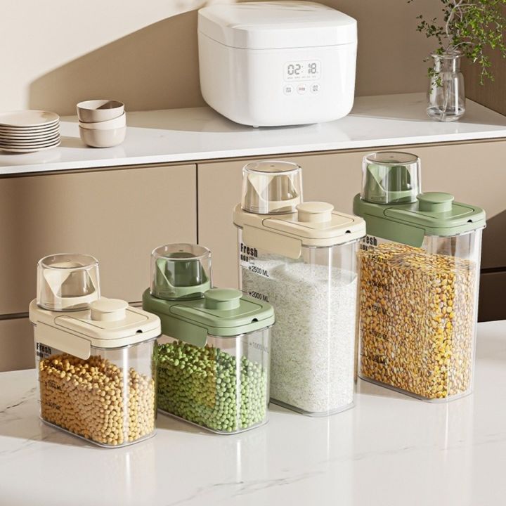 Flour Jar Large Capacity Grain Storage Jar Transparent Plastic Moisture ...