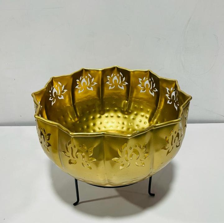 Small Metal Urli with Stand Pot for Floating Flower | Daraz.com.np