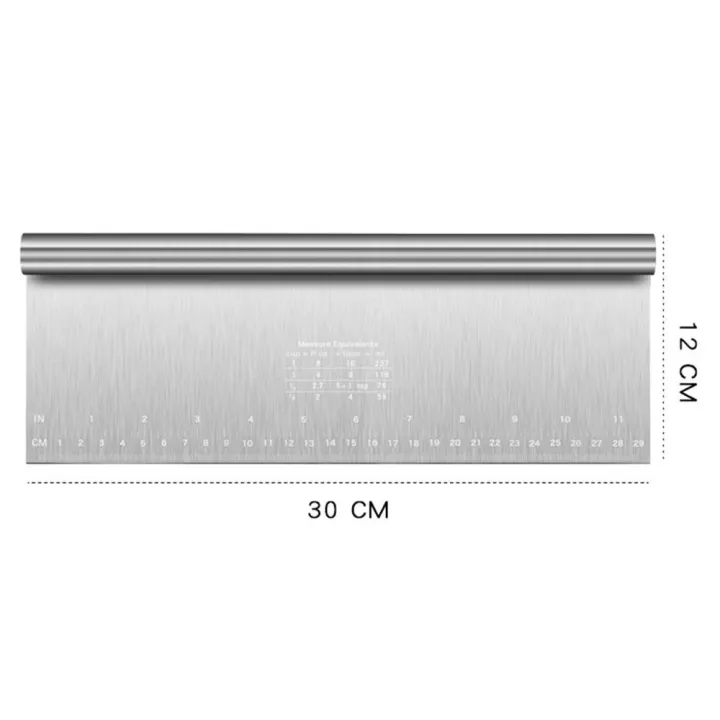 Multi-purpose Stainless Steel Bench Scraper Pasta Dough Scale Ruler ...