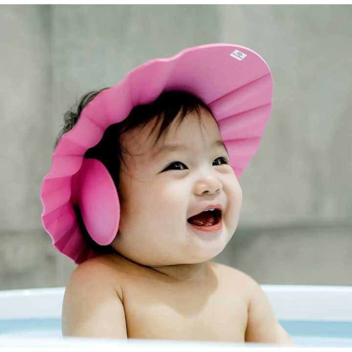 Adjustable Bath Cap with Flexible Ear Cover for Kids - Pink | Daraz.com.np