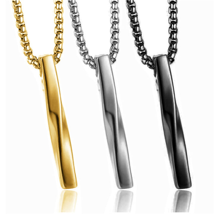 Rectangle Pendant Necklace Men Stainless Steel Chain Necklace Jewelry ...