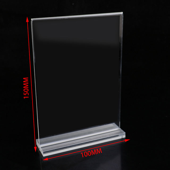 T shape Double Side Acrylic Sign Card Holder Display Stand Menu Paper ...