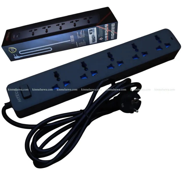 HITECH 5 Port 2500W Universal Socket Power Strip Multiplug with Master ...