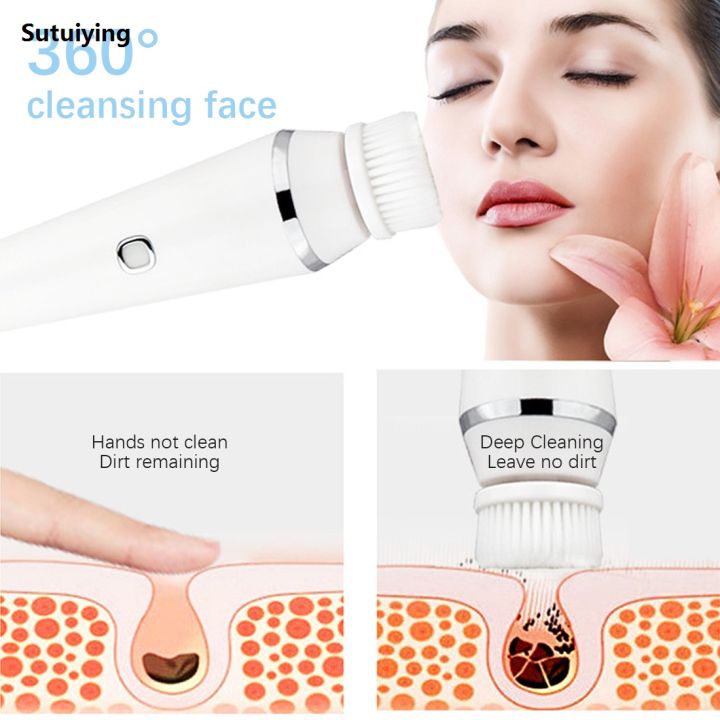 Sutuiying 4 heads Electric Silicone Face Skin Care Cleansing Brush ...