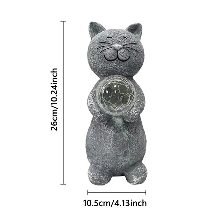 Housewarming Patio Lawn Yard Solar Garden Statues Resin Waterproof Cat ...