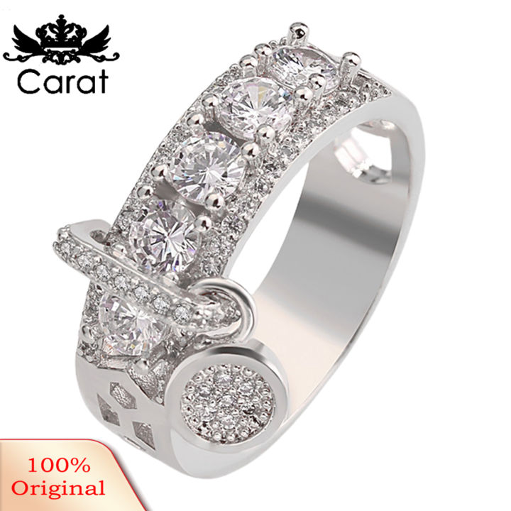 （NEW）CaratFinger Ring Cubic Zirconia Disc Pendant Finger Band | Daraz ...