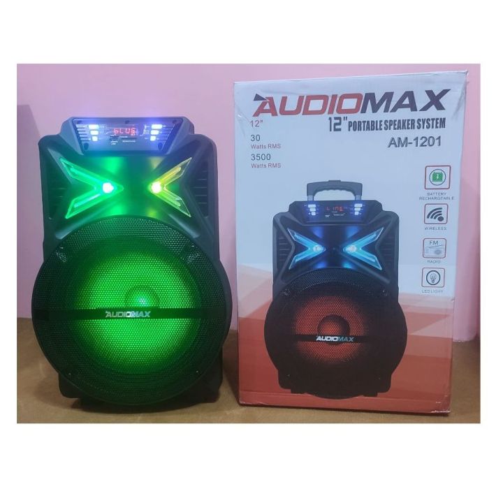 AudioMax 12 Inch Trolly Speaker With Heavy Base System And Double Mic ...
