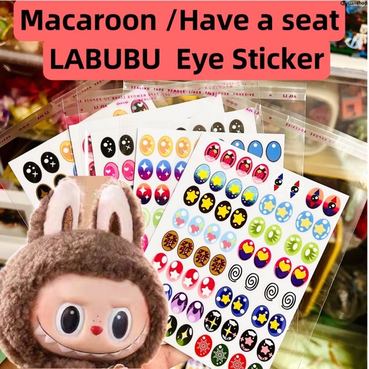 QiyuanshopSales promotion Macaroon Have A Seat Labubu Eye Sticker 17cm ...