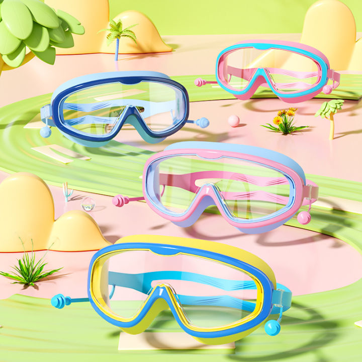 Kids swimming goggles large frame eye protection waterproof anti-fog ...