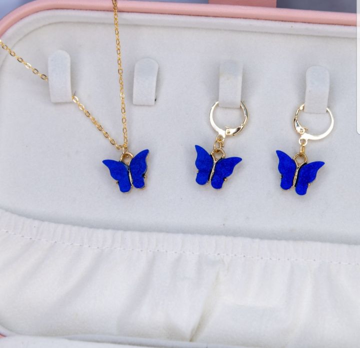 Dark Blue Butterfly Chain Set | Daraz.com.np