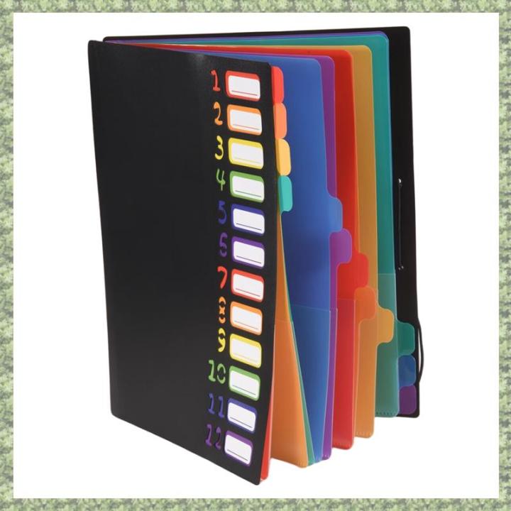 Sptrry24 Clear Pocket Expanding File Folder 12 Colored Tabs,Holds 300 ...