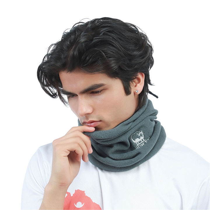 Snow Yak Grey/Black Color Unisex 3 in 1 Multipurpose Polar Fleece Neck ...