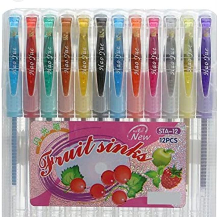 Fruits Sinks Glitter Colour Gel Pen 12 colours | Daraz.com.np