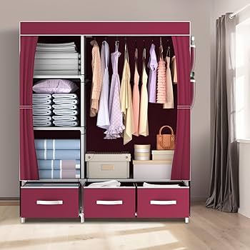 Portable Elegant Foldable Cloth Wardrobe Daraz with 3 Storage Boxes ...