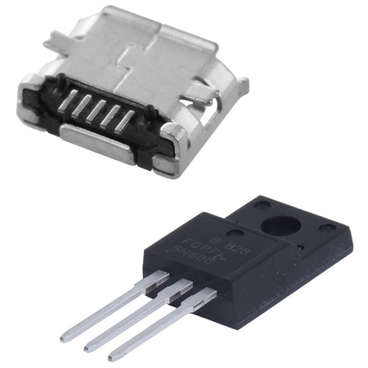 5Pcs N- Channel Power MOSFET 5N60 Low Gate Charge 4.5A 600V & 5Pcs USB ...