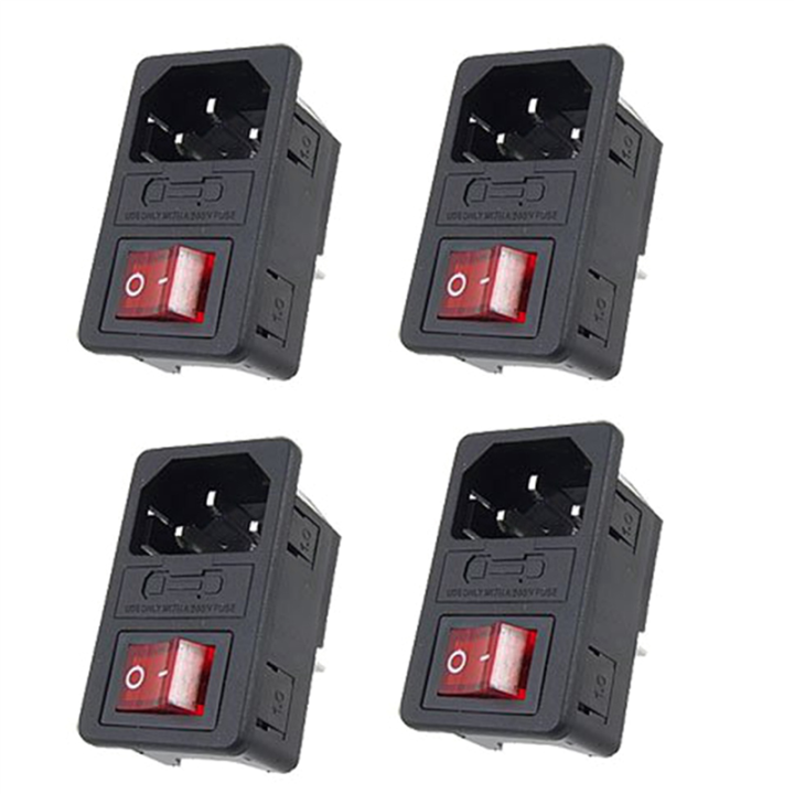4x Inlet Male Power Socket With Fuse Switch 10a 250v 3 Pin Iec320 C14 Np
