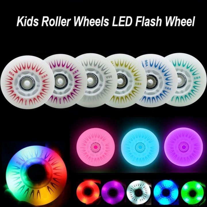 4pcs Adults Kids 90A 60mm 62mm Outdoor Inline Skates Flash Wheel 80mm ...